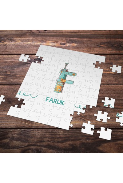 E-Hediyeci Kişiye Özel F Harfi Tasarımlı Puzzle