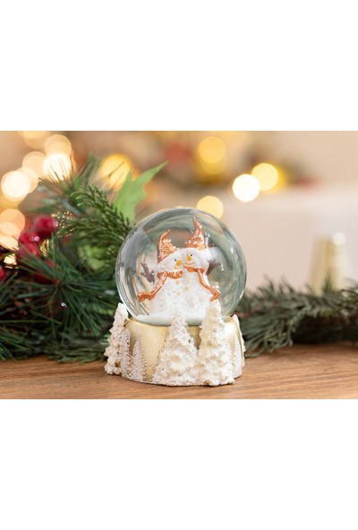English Home Snowman Ledli Kar Küresi 7 x 7 x 9 cm Gold