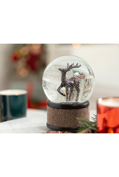 English Home Deer Müzik Kutusu 12 x 12 x 16 cm Kahve