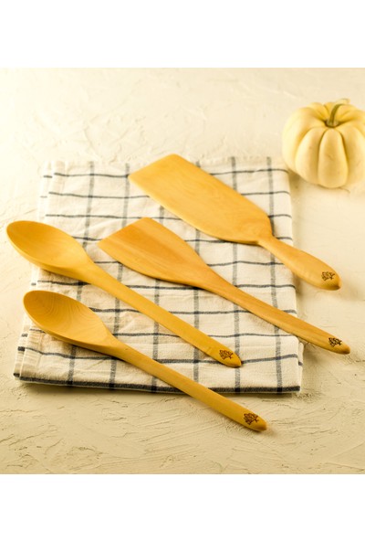 Demy Craft Şimşir Ağacı El Yapımı 4 Parça Kaşık Spatula Seti