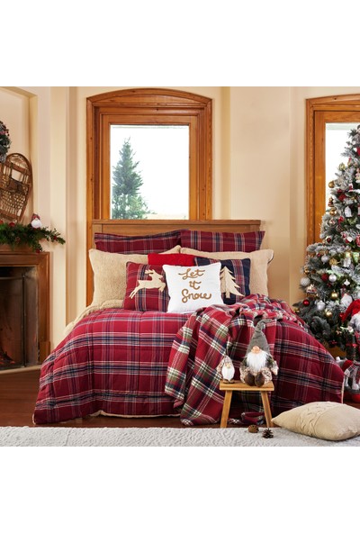 Karaca home woodland kırmızı çift kişilik cozy comfort set