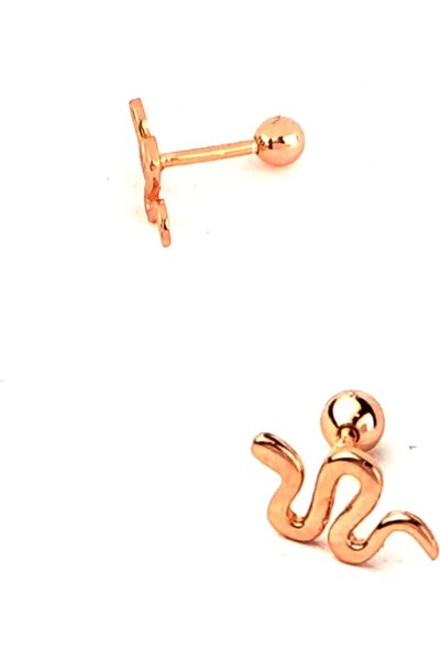 Ose Shop Yılan Figürlü 925AYAR Gümüş Rose Altın Kaplama Tragus Kıkırdak Piercing Ose Shop Yılan Figürlü 925AYAR Gümüş Rose Altın Kaplama Tragus Kıkırdak Piercing