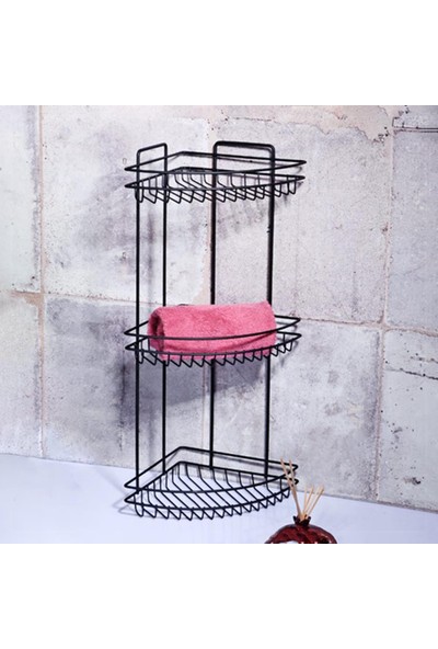 Hometarz Vidalı Mat Siyah Üçgen 3 Lü Köşelik Pasifik 22 cm