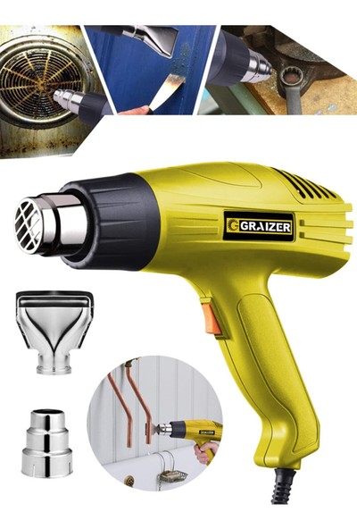 Graizer Alman 3000 Watt 2 Kademeli Çelik Resistance Profesyonel Sıcak Hava Isi Tabancası Sarı Graizer Alman 3000 Watt 2 Kademeli Çelik Resistance Profesyonel Sıcak Hava Isi Tabancası Sarı