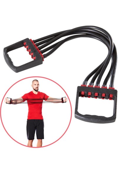 Domyos Esneme Göğüs Yayı Direnç Lastiği 5 Kademe Ayarlı Kas Geliştirme Aparatı
