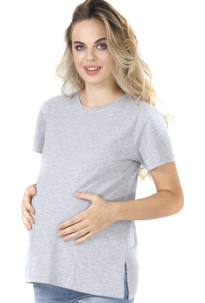 Baby Mom Baby Mom Bisiklet Yaka Rahat Kalıp Pamuklu Hamile Tshirt Baby Mom Baby Mom Bisiklet Yaka Rahat Kalıp Pamuklu Hamile Tshirt