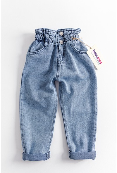 Babymod Yüksek Bel Kız Çocuk Kot Pantolon Çocuk Jean