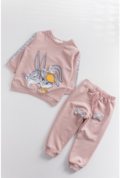 Babymod Tavşan Figürlü Pul Payetli Kız Çocuk Eşofman Takımı