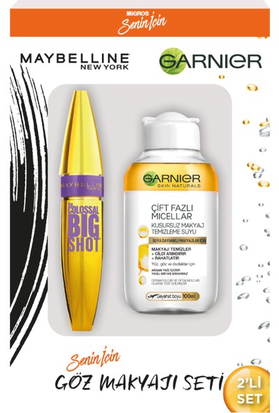 Maybelline Bigshot Maskara + Garnier Mini Micellar Oil 100ML Maybelline Bigshot Maskara + Garnier Mini Micellar Oil 100ML