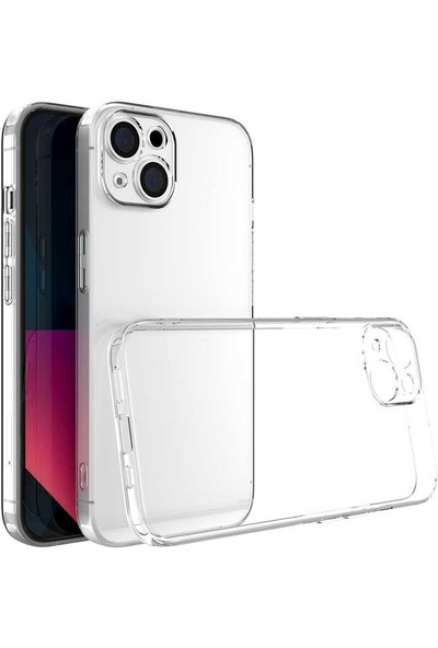 Case 4U Apple iPhone 13 Kılıf Kamera Korumalı Süper Silikon Arka Kapak Şeffaf