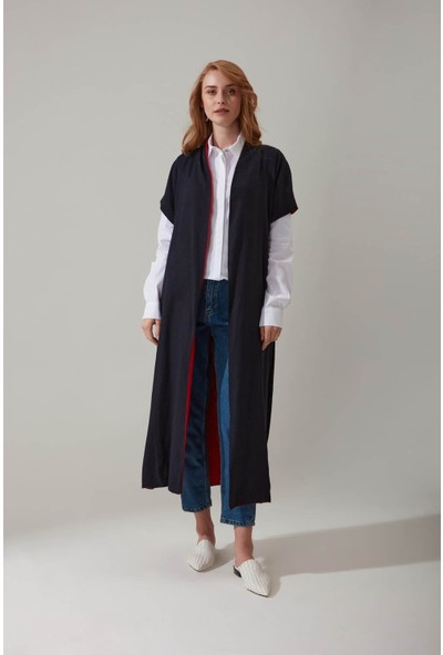 Mizalle Keten Lacivert Kimono