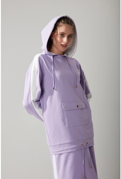 Mizalle Kapüşonlu Lila Sweatshirt
