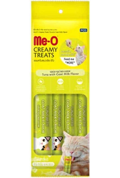 Petmix Me-O Creamy Treats Ton Balığı ve Keçi Sütlü Ek Besin ve Kedi Ödülü 4 x 15 gr Petmix Me-O Creamy Treats Ton Balığı ve Keçi Sütlü Ek Besin ve Kedi Ödülü 4 x 15 gr