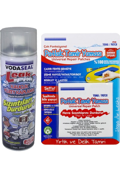 Vodaseal Leak Fix Su Sızdırmaz Sprey Şeffaf 396 gr + Patlak Tamir Yaması