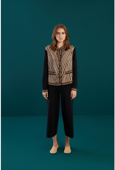 Mısırlı Bol Paça Siyah Triko Pantolon