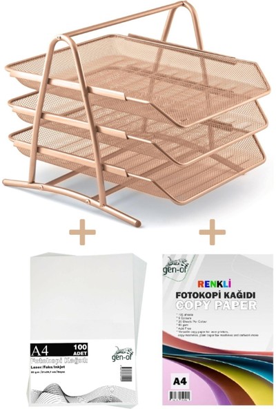 Gen-Of Evrak Rafı Ofis Seti Rose Gold