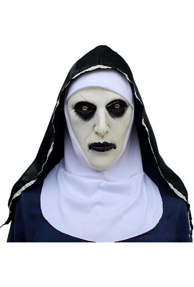 Cadılar Bayramı Rahim Maskesi Korku Lateks Maskeleri Cosplay Mascarillas Valak Yüz Masques Başlığı ile Cadılar Bayramı Rahim Maskesi Korku Lateks Maskeleri Cosplay Mascarillas Valak Yüz Masques Başlığı ile