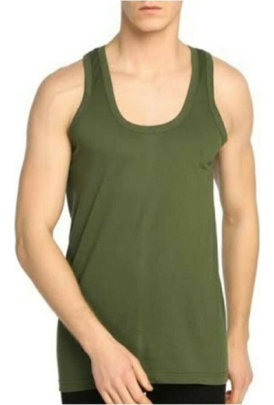 Nacar Çarşı Erkek 3 'lü Paket Düz Askılı Pamuklu Yeşil Atlet