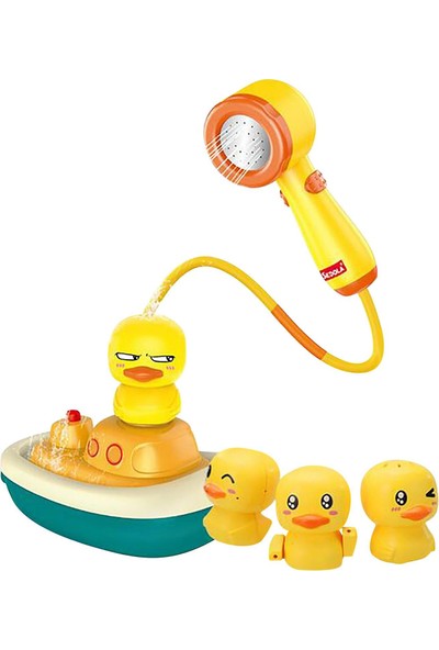 Bebek Duş Oyuncakları Elektrikli Su Spreyi 3 Çeşit Döner Gemi Ördekler Duş Havuzu Küvet Oyuncak