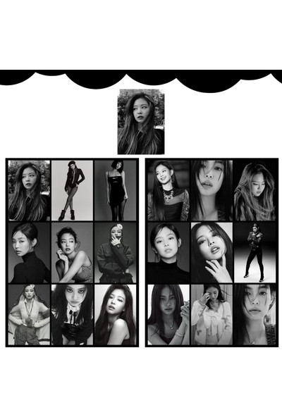 Kpop Dünyası Blackpınk Jennie '' Black And White '' Fotokart Seti