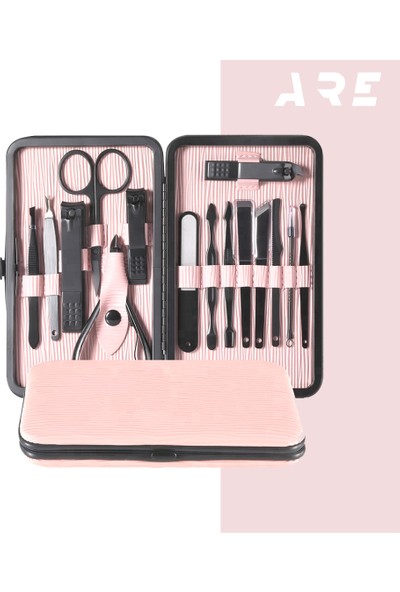 Are 15 Parça Çantalı Lüks Manikür Pedikür Tırnak Yüz Bakım Seti - Pembe Are 15 Parça Çantalı Lüks Manikür Pedikür Tırnak Yüz Bakım Seti - Pembe