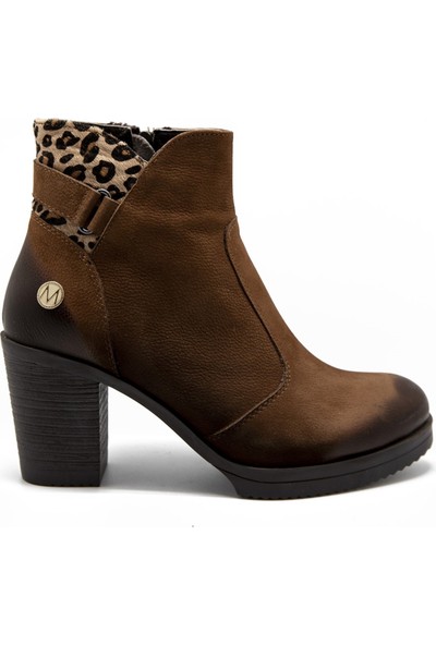 Inci Topuk - Deri Leopar Desenli Bot 0035