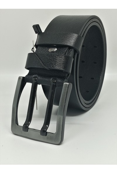 Efkay Deri Siyah Kot Erkek Kemeri