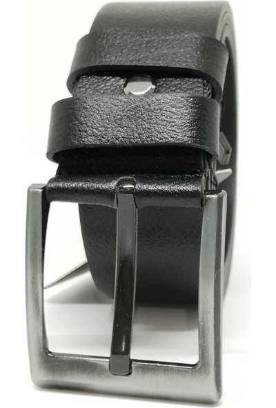 Efkay Deri Siyah Kot Erkek Kemeri