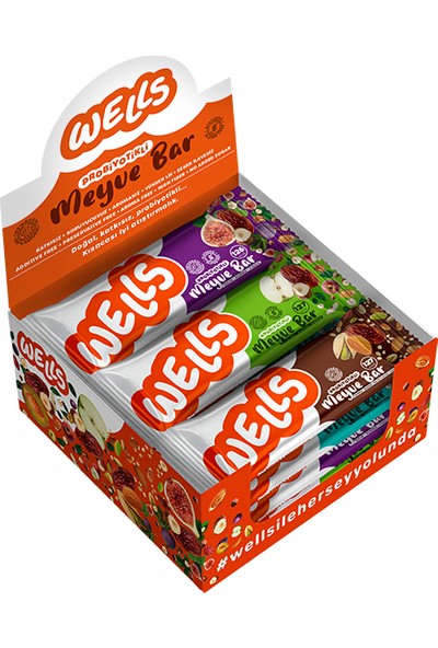 Wells Probiyotikli Doğal Meyve Bar Karışık Kutu 12 Adet Wells Probiyotikli Doğal Meyve Bar Karışık Kutu 12 Adet