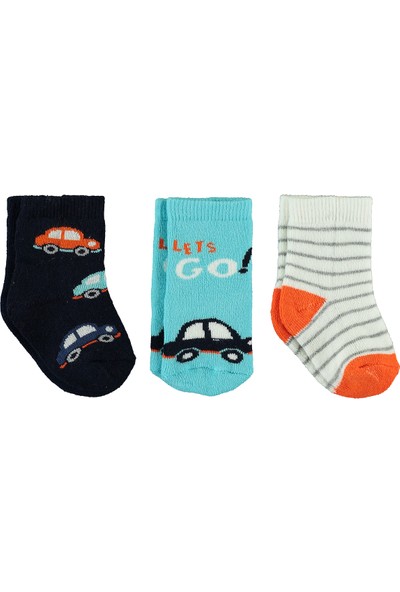 Civil Baby Erkek Bebek 3'lü Çorap Set 0-12 Ay Ekru