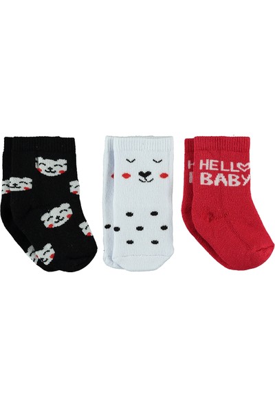Civil Baby Kız Bebek 3'lü Çorap Set 0-12 Ay Siyah