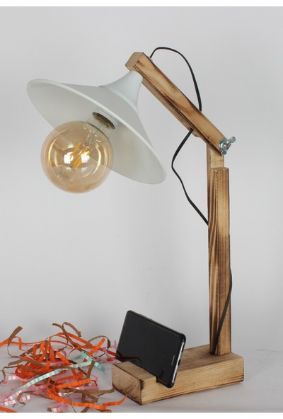 Hectic London Masa Lambası Ahşap Beyaz