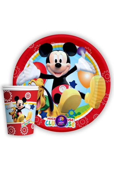 Parti Ustası Mickey Karton 8'li Tabak ve 8'li Bardak Tabak 8'li Parti Ustası Mickey Karton 8'li Tabak ve 8'li Bardak Tabak 8'li