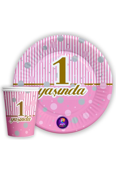 Parti Ustası 1 Yaş Pembe Karton 8'li Tabak ve 8'li Bardak Tabak 8'li Parti Ustası 1 Yaş Pembe Karton 8'li Tabak ve 8'li Bardak Tabak 8'li