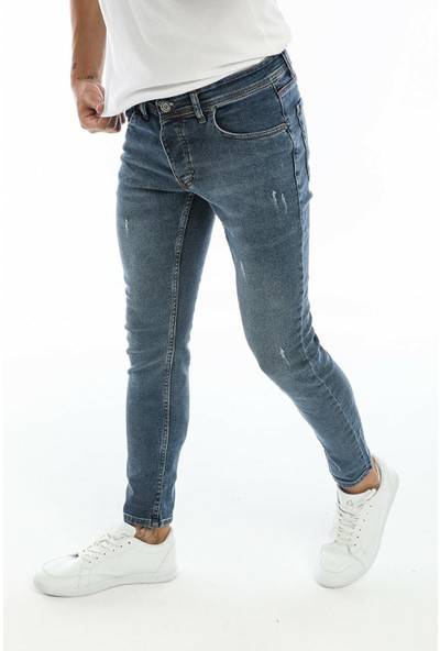 Lasess Erkek Jeans Skinny Fit Likralı Mavi Tintli Tırnaklı Kot Pantolon Lasess Erkek Jeans Skinny Fit Likralı Mavi Tintli Tırnaklı Kot Pantolon