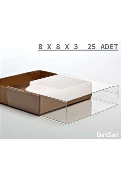 Darsent 8 x 8 x 3 cm Kraft Asetat Kapaklı Kutu 25 Adet