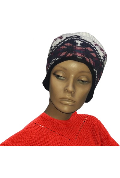Hintohu Kışlık Triko Polar Astarlı Kulaklıklı Desenli Bant Bere Hintohu Kışlık Triko Polar Astarlı Kulaklıklı Desenli Bant Bere