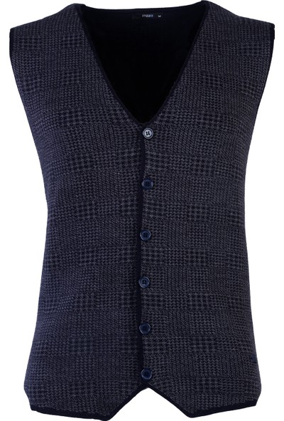 İmza Lacivert Jakarlı Desen Comfort Fit Triko