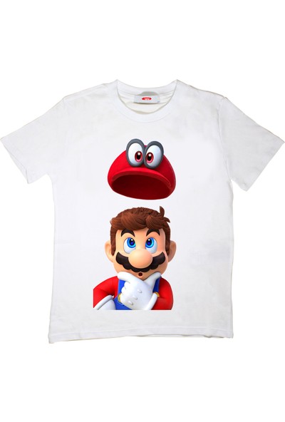 TakeTshirt Super Mario Çocuk Tişört Beyaz Unisex