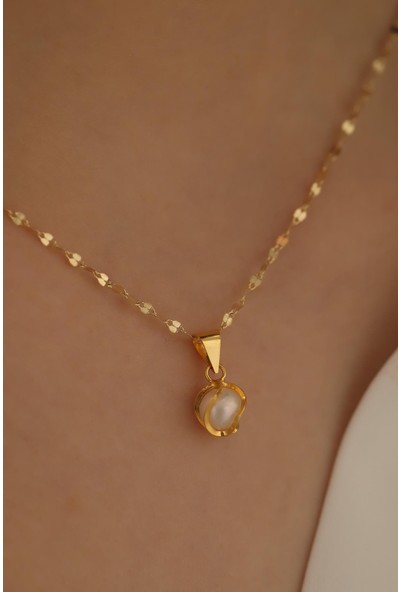 Milet Kuyumculuk 14 Ayar Altın Inci Kafesli Aynalı Zincir Kolye Milet Kuyumculuk 14 Ayar Altın Inci Kafesli Aynalı Zincir Kolye