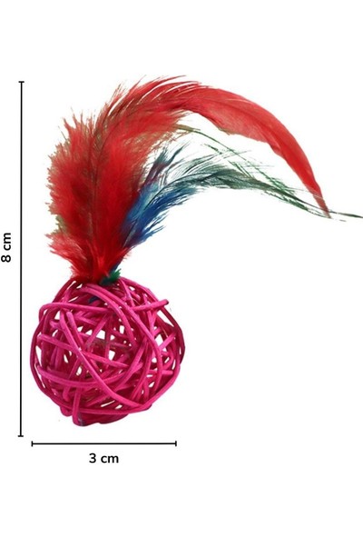 Real West 2li Rattan Renkli Peluş Tüy Kedi Köpek Oyuncak Yakalama Çiğneme Çıngıraklı Top Oyuncağı