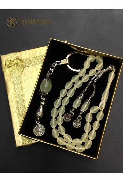 Tesbihkenti 33'lü Kedi Gözü Tesbih ve Kedi Gözü Anahtarlık Seti