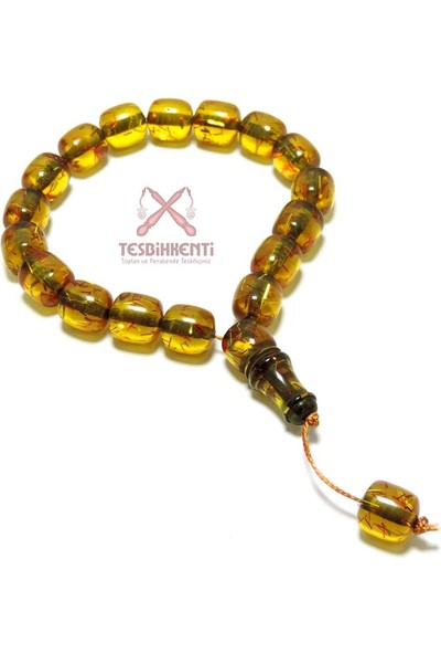Tesbihkenti Şeffaf Sarı Simli 17 Lik Efe Tesbih