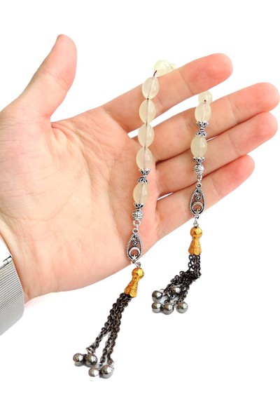 Tesbihkenti Kedi Gözü Zaza Tesbih Sarı ve Siyah Püsküllü