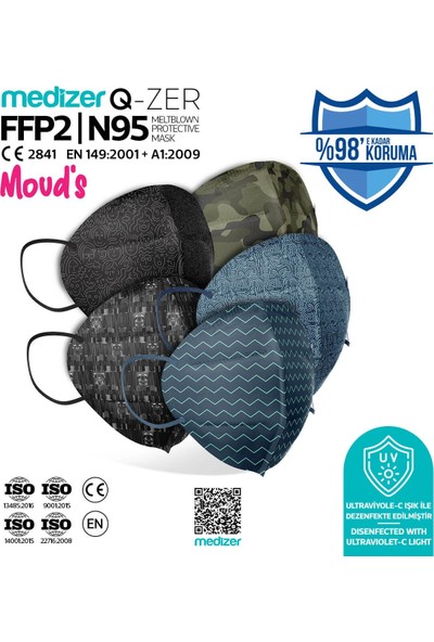 Medizer Medize Qzer 50'li Mouds Luminary Serisi-2 Desenli Ffp2 N95 Maske Medizer Medize Qzer 50'li Mouds Luminary Serisi-2 Desenli Ffp2 N95 Maske