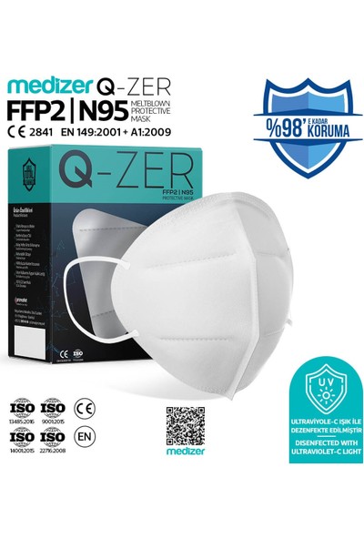Medizer Qzer Ffp2 N95 Maske Meltblown Katmanlı Medizer Qzer Ffp2 N95 Maske Meltblown Katmanlı