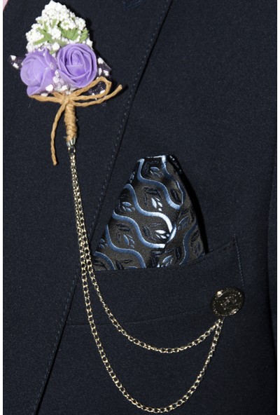 Deepsea Lila Çift Güllü Zincirli Ceket Yaka Aksesuarı 2202040