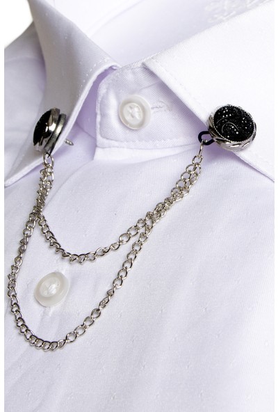 Deepsea Siyah Noktalı Motifli Gömlek Yaka Aksesuarı 2202042