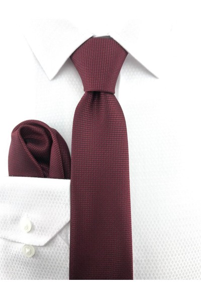 Pierroni Bordo Oxford Desen Mendilli Kravat