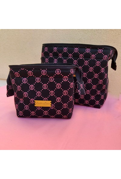 Cottoncrea Handmade Desenli Makyaj Çantası Seti
